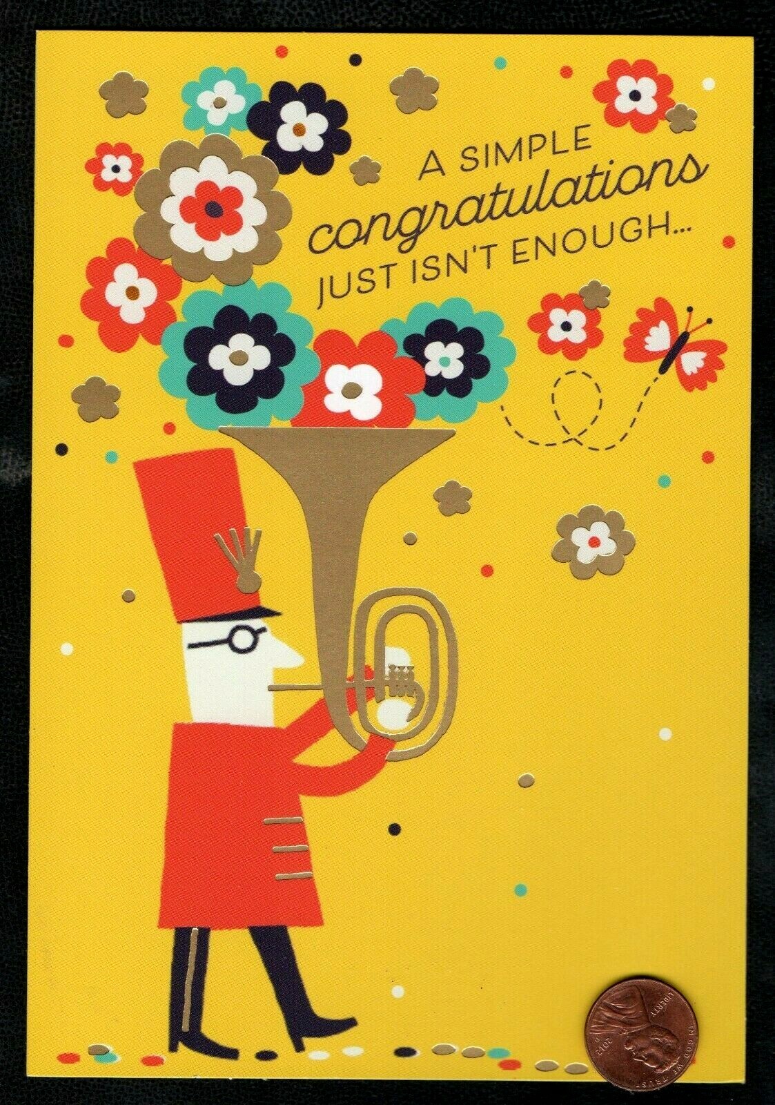 CONGRATULATIONS Band Leader Horn Instrument GOLD SHINE - GLITTERED ...