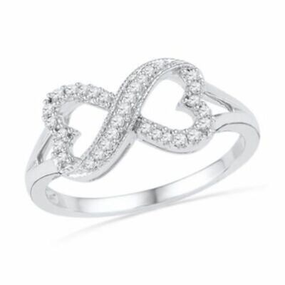 1/6 ct Natural Diamond Sideways Heart-Shaped Infinity Ring 10K Gold ...