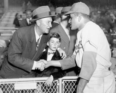 Ty Cobb Bruce Howard and Don Newcombe at Yankee Stadium New York Old ...