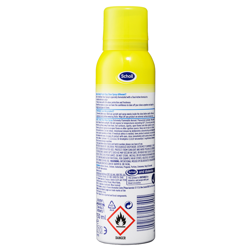 Scholl Fresh Step Shoe Spray 100g 24H Performance Dual-Active Formula ...