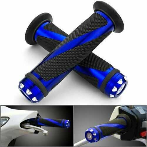 New 7/8" 22mm Motorcycle Handlebar Blue Rubber Gel Hand Grips Bar ...