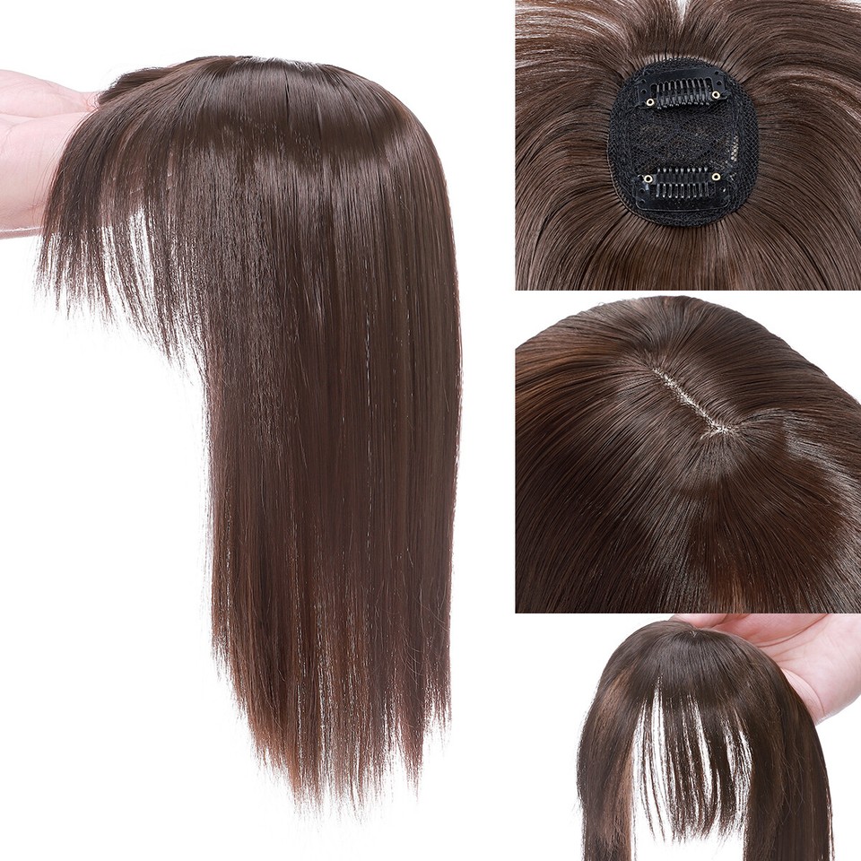 100% Real as Human Hair Topper Toupee Clip in Hairpiece Top Bangs ...