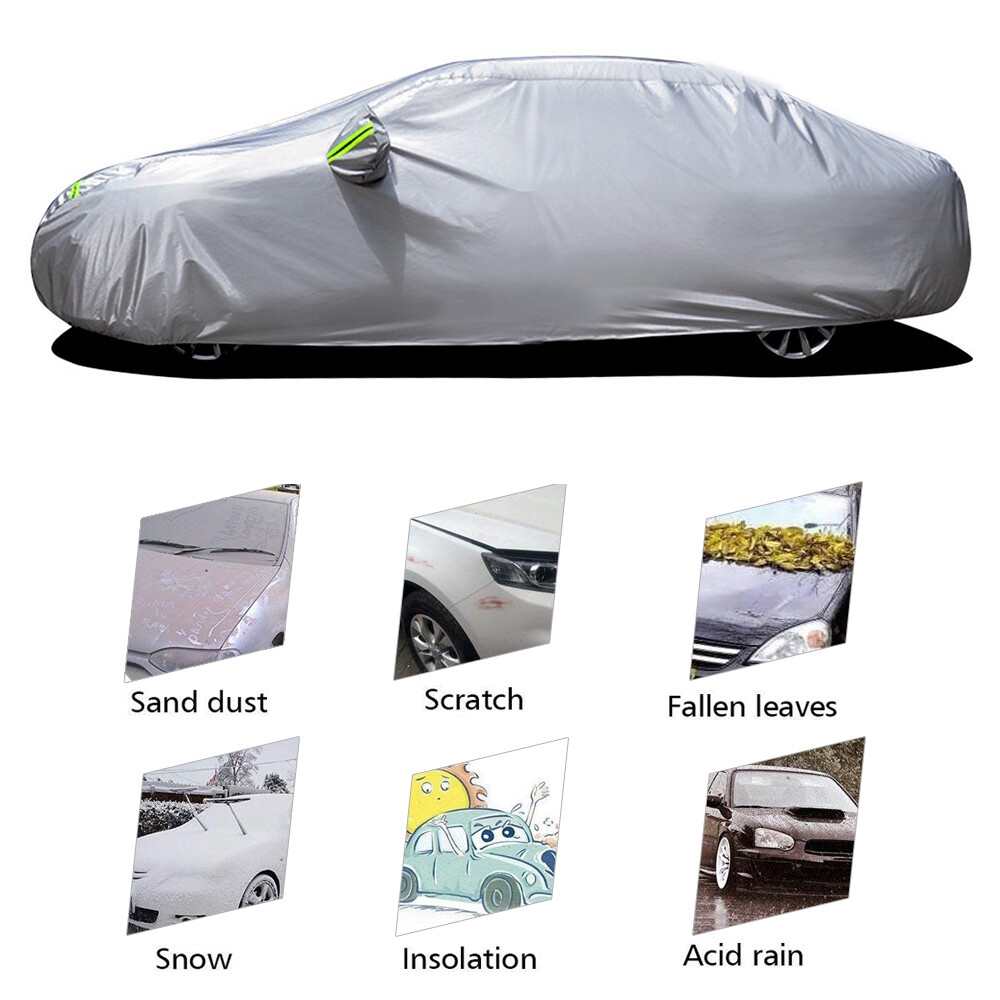 Car Cover Full Sedan Covers with Reflective Strip Sunscreen Universal ...