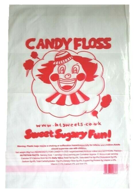 🔥cotton candy floss bags clown bag with ties sugar floss maker supplies ...