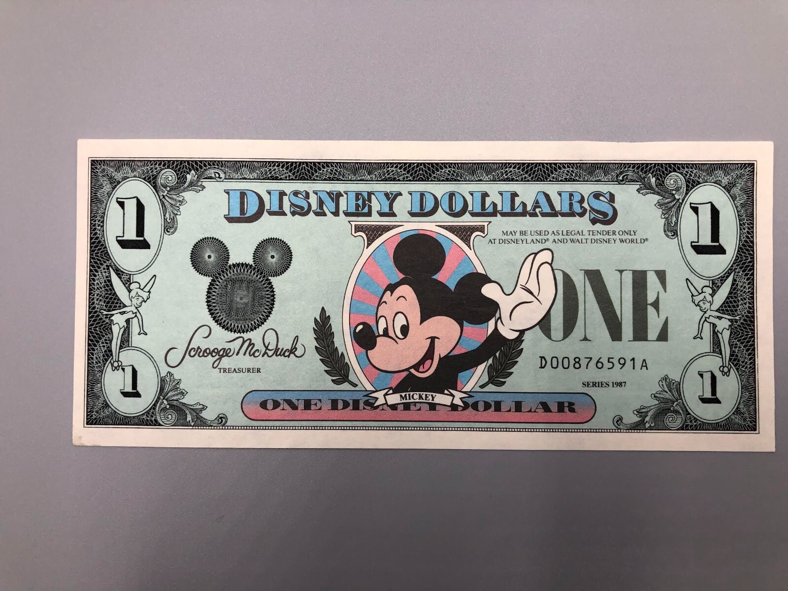 1987 Series Mickey Mouse Disney One $1 Dollar – Castle Back, 1st Year ...