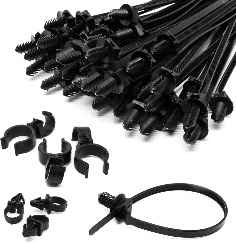 Push Mount Zip Ties 50Pcs, Heavy Duty Black Wire Zips Tie Mounts, 2 in ...