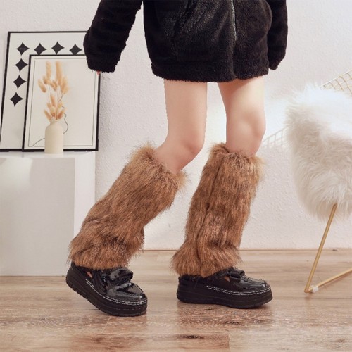 Women Faux Furs Leg Warmer Party Costumes Warm Fuzzy Leg Warmer Boot ...