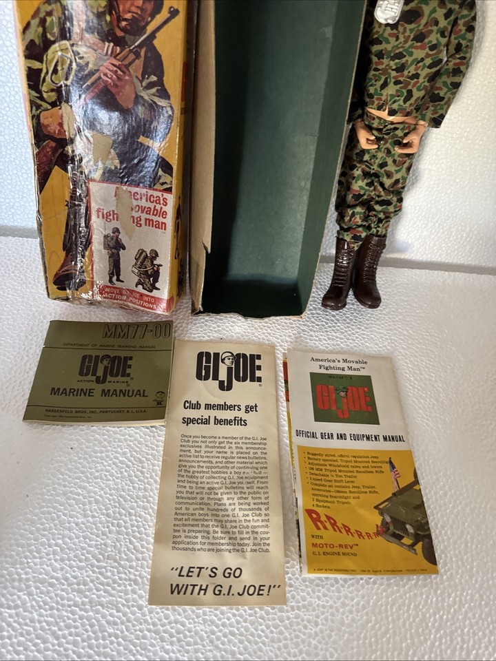 Vintage Hasbro GI Joe Action Marine 7700 With Box 1964 Papers | eBay