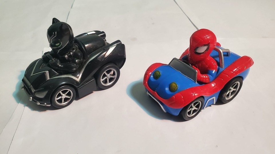 2 Marvel Super Hero Jam'n Pull Back Cars~ Spiderman - Black Panther | eBay