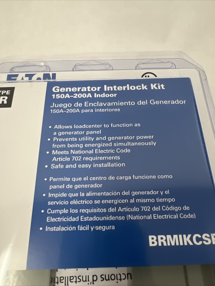 EATON Mechanical Generator Interlock Kit 150A-200A BRMIKCSR NEW | eBay