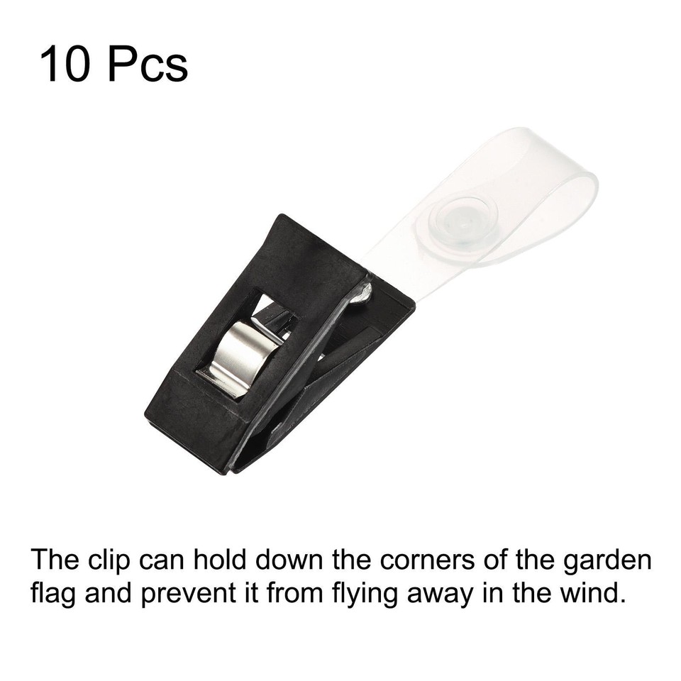 10Pcs Anti-Wind Clips Plastic Garden Yard Flag Poles Stopper Clip Black ...