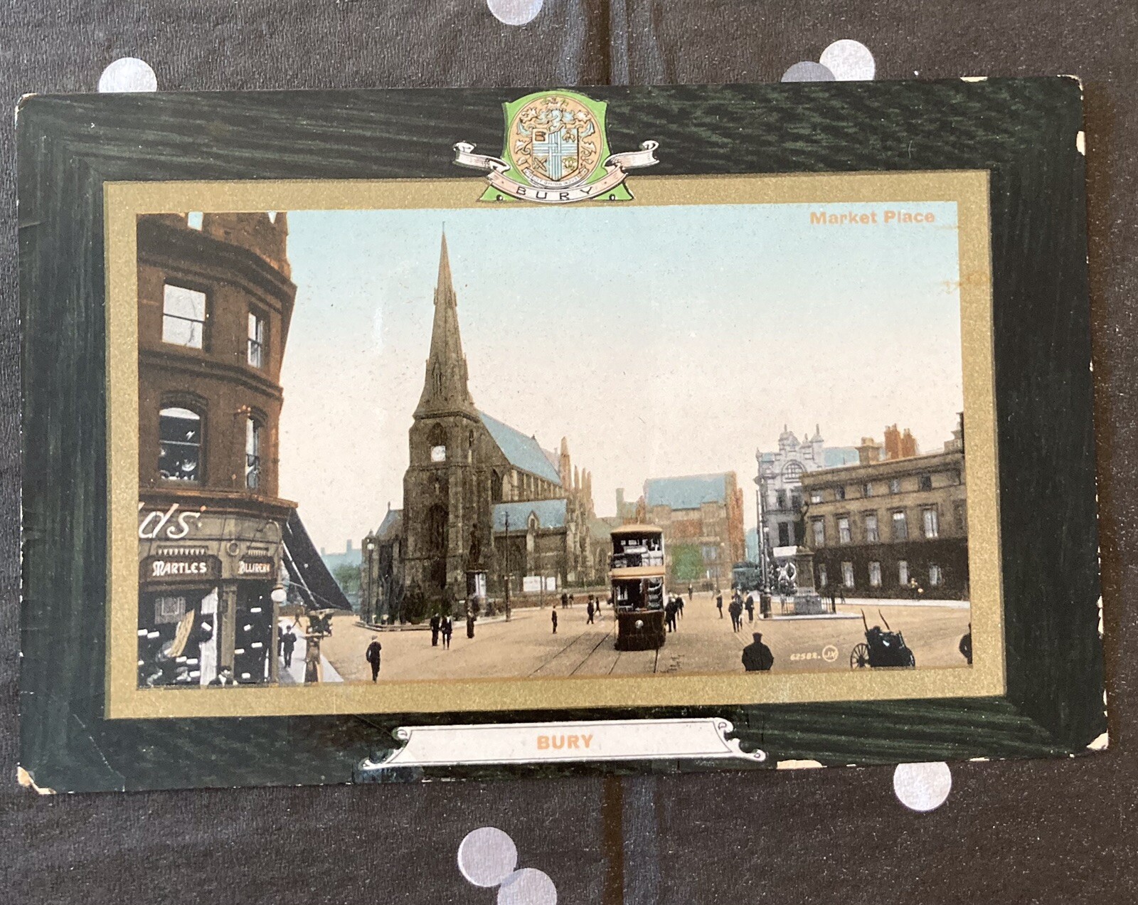 Old postcard of Market Place and Parish Church, Bury, Lancs. Tram | eBay UK