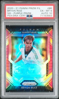 2020 Panini Prizm Premier League Signatures Bryan Ruiz Purple Prizm ...
