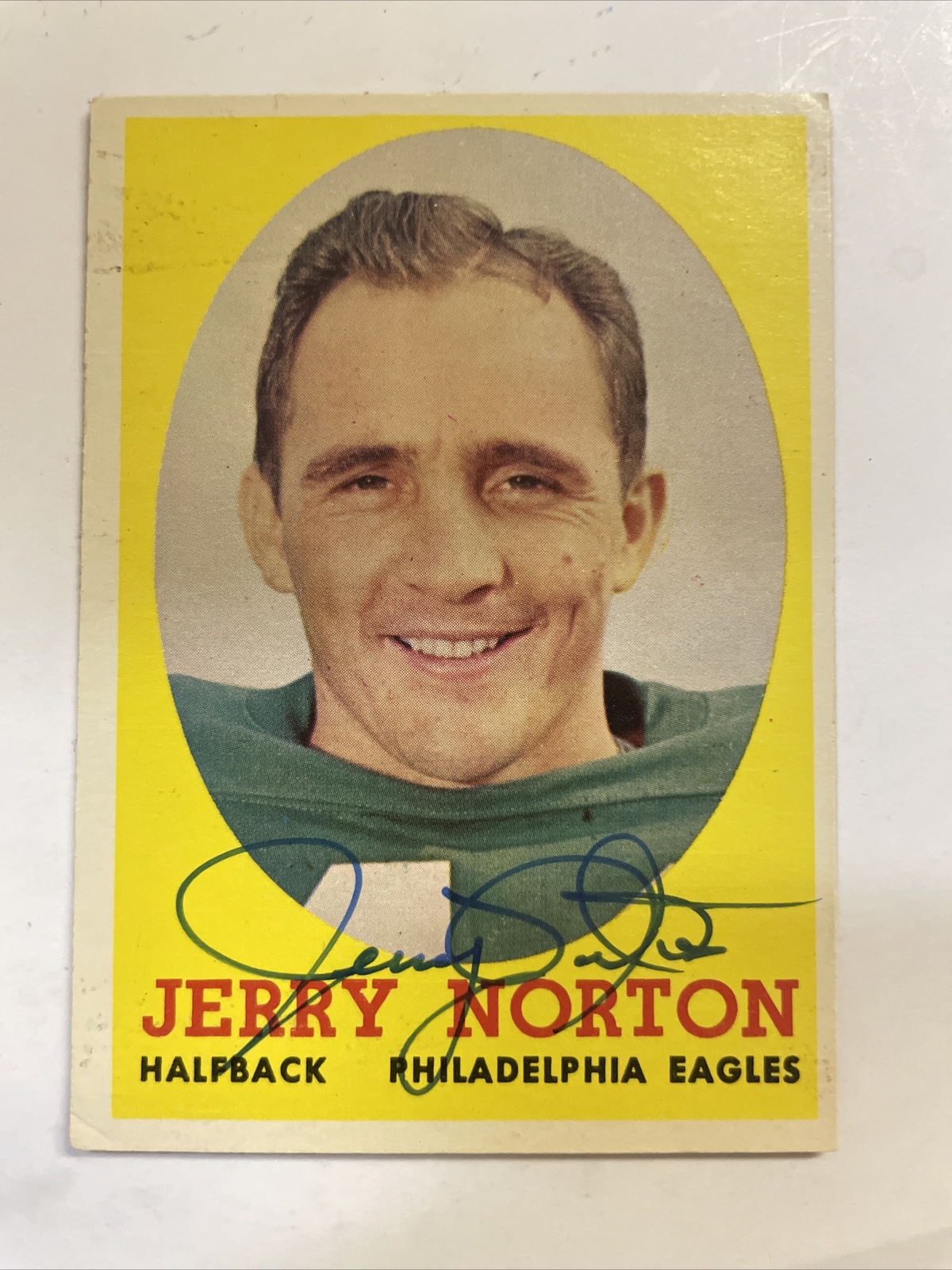 1958 Topps Jerry Norton Autographed Card #76 Philadelphia Eagles A-103 ...