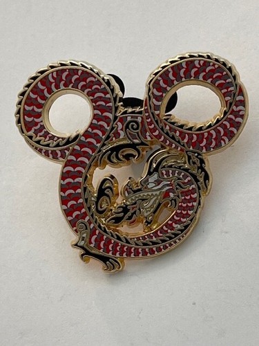 WDI Mickey Head Fire Breathing Dragon Red Black Fire Red Glitter Disney ...