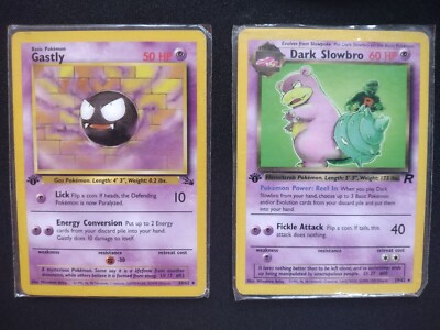 TWO 1st edition Pokemon Cards Gastly & Dark Slowbro | eBay
