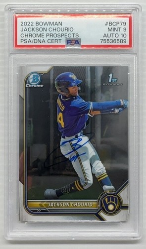 Trading Card Jackson Chourio Auto Autograph PSA 9 10 Authentic Brewers ...