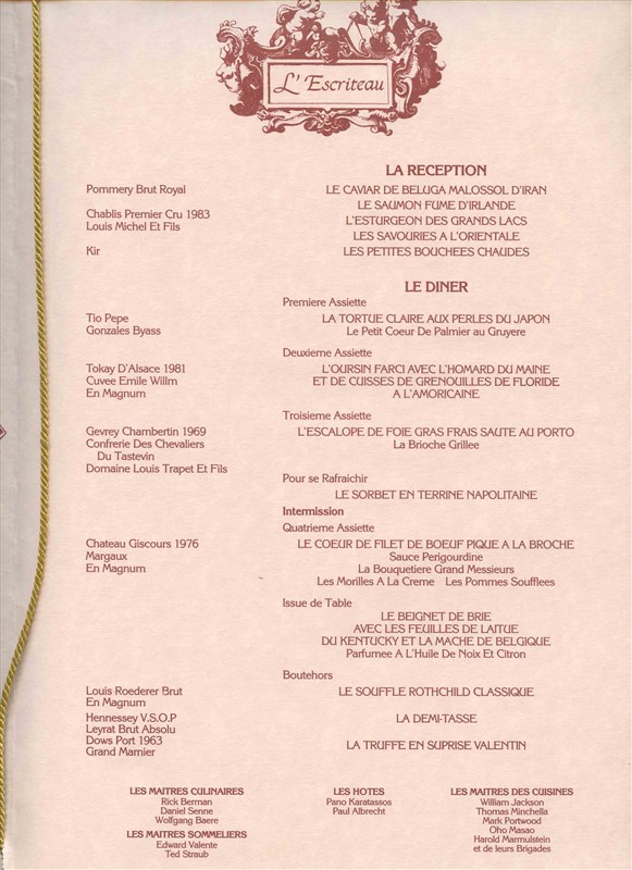 Pano's & Paul's Le Grand Diner Du Gala De Valentin Chaine Des ...