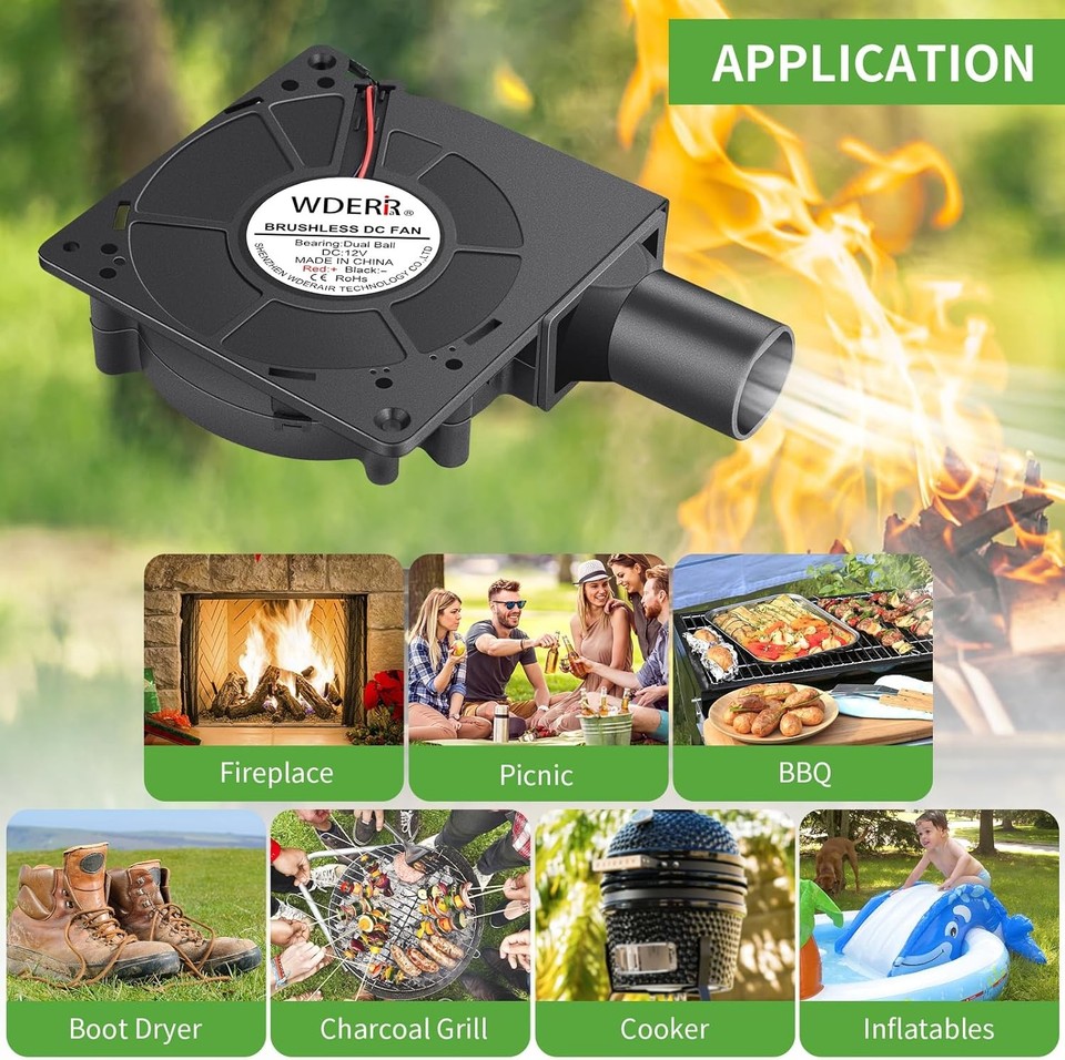 120mm 12V Electric BBQ Smoker Fan Adjustable Speed Blower for Grill ...