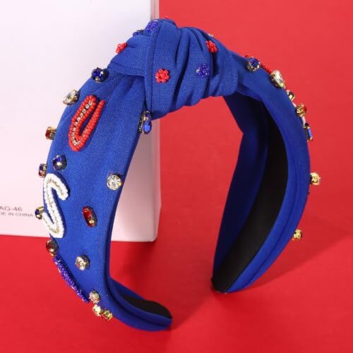 MOLOCH American Flag Headband 4th of July Headband Red White Blue Beads ...