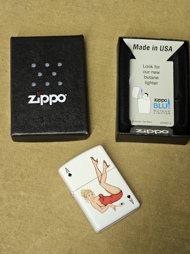 New 2011 Zippo Lighter Pin Up Rockabilly Ace of Spades In Box Girlie ...