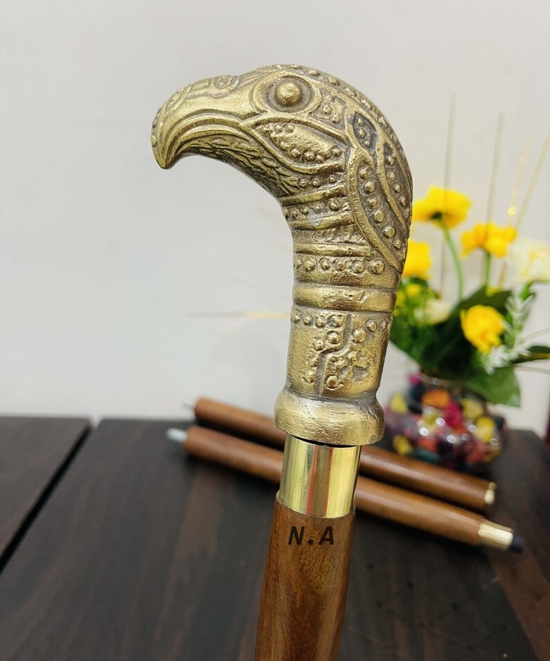 Eagle Head Walking Cane Antique Eagle Handle Wooden W… - Gem