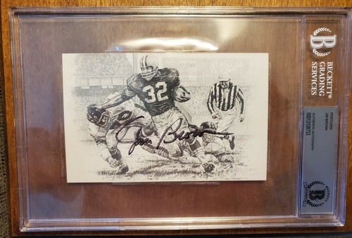 Jim Brown Auto Signed Hall Of Fame Postcard RARE Beckett BGS ...
