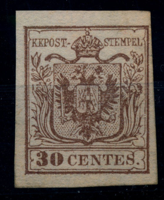 LOMBARDEI-VENETIEN 1850 30C, HP, Type I.! Ungebr.* Kw:650,-! Dr.FERCH ...