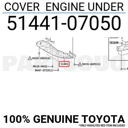5144107050 Genuine Toyota COVER ENGINE UNDER 51441-07050 | eBay