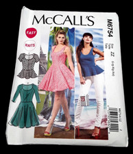 McCall 6754. Misses' Easy Knit Dress & Peplum Top. Sz Xs-Sm-M. Uncut FF ...