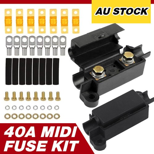 40A MIDI FUSE KIT 4 ANS Holder 7 x 40 AMP Fuses to Suit Redarc BCDC ...