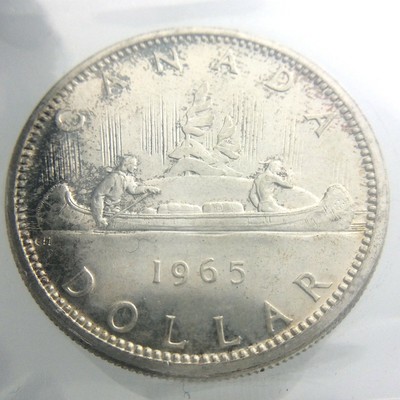 1965 Canada One 1 Dollar Small Beads Pointed 5 800 Silver Canadian Coin ...
