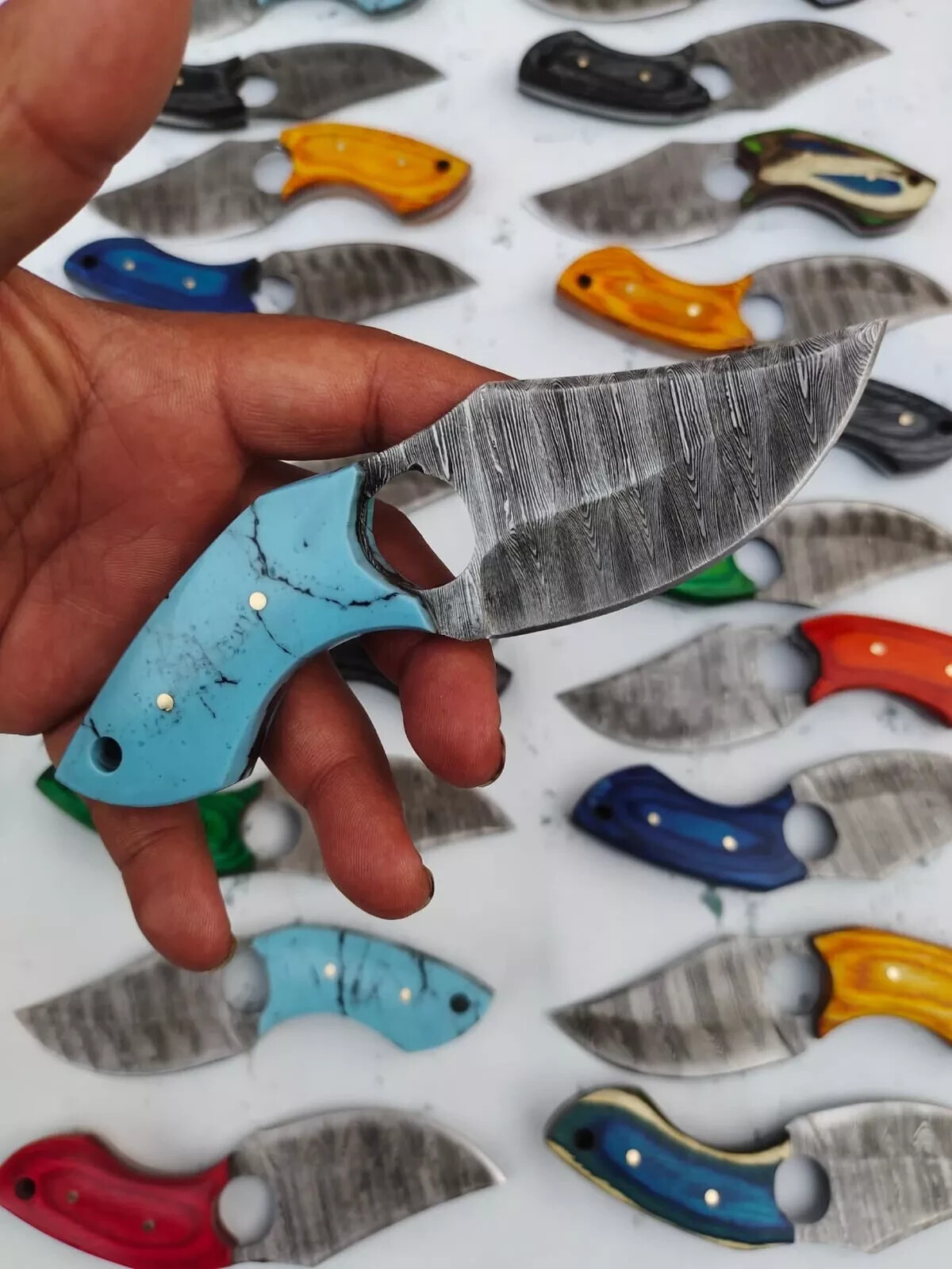 Lot of 20 6 inch HANDMADE DAMASCUS STEEL SKINNER HUNTING KNIVES (MM) | eBay