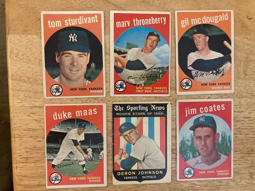 1959 Lot Yankees Deron Johnson Rookie And 5 More Yankees Topps Baseball ...