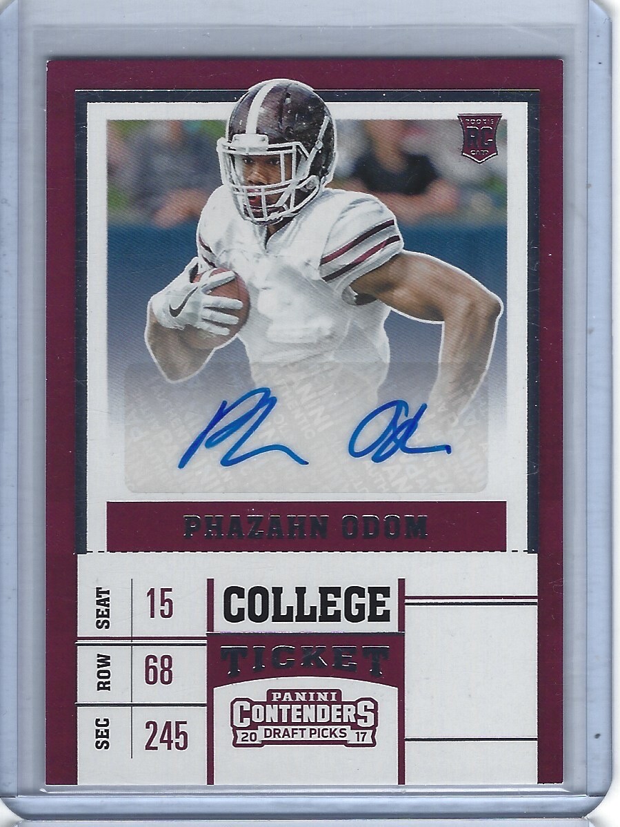 2017 Panini Contenders Draft Picks Phazahn Odom Autograph College ...