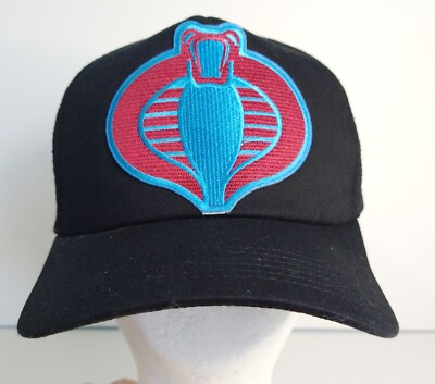 Cobra (GI Joe) Blue on Red Logo Embroidered Patch on Black Trucker Cap ...