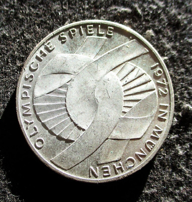 SILVER COMMEMORATIVE 10 MARK 1972 D COIN GERMANY -XX SUMMER OLYMPIC ...