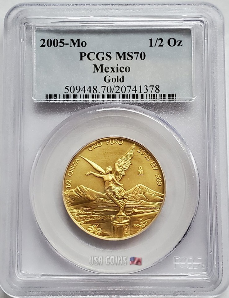 2005 1/2 Oz GOLD MEXICAN LIBERTAD PCGS MS70 Coin. | eBay