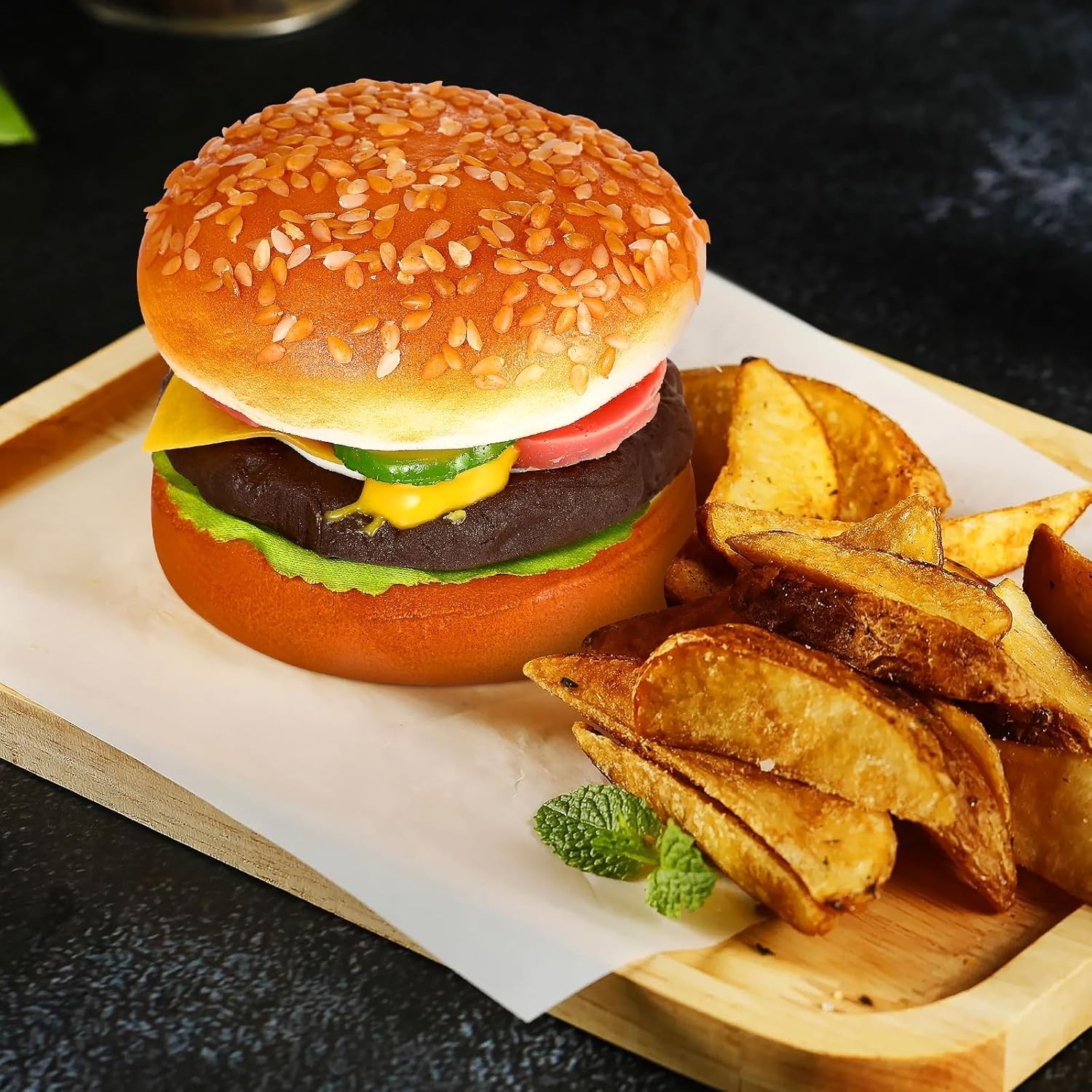Artificial Hamburger Fake Burger Realistic Food Display Props Orange | eBay