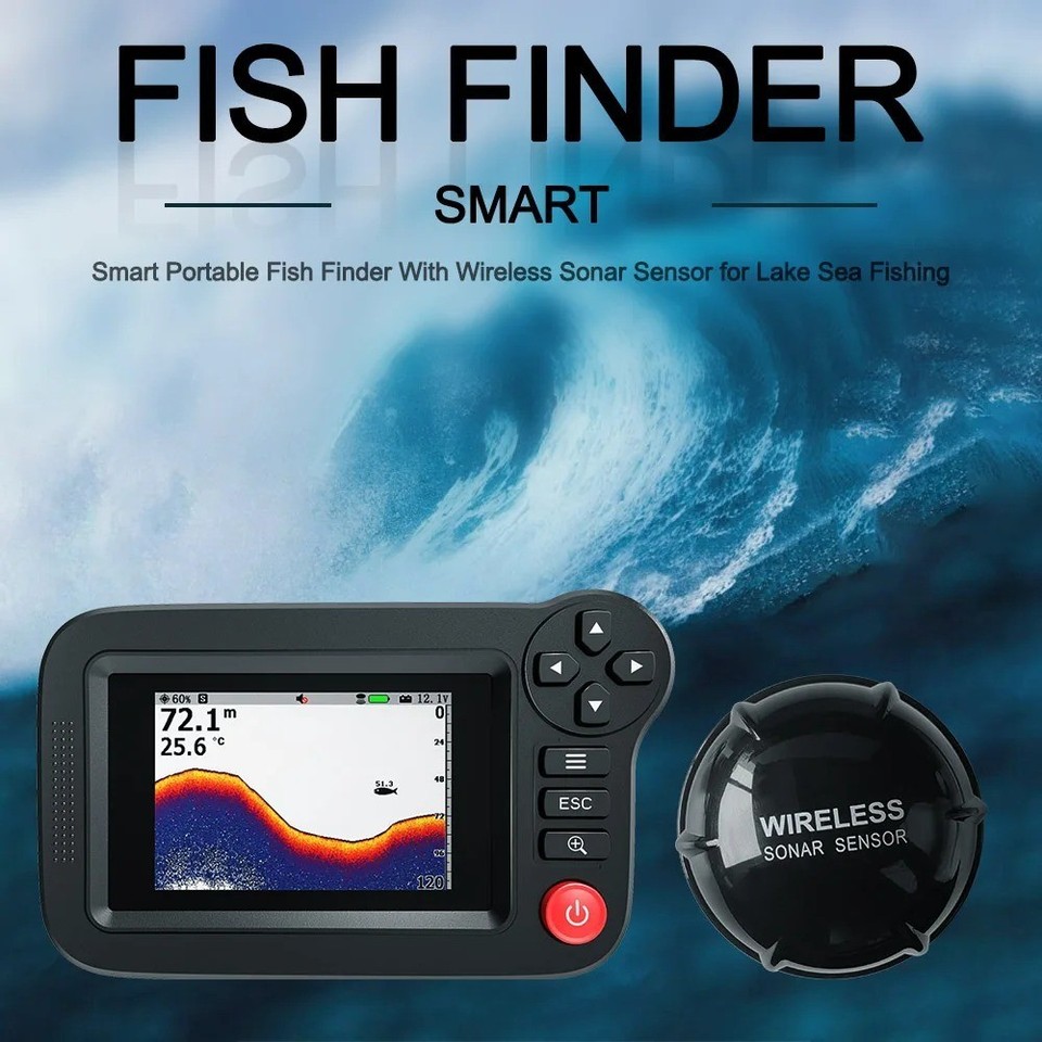 Smart Portable Fish Finder Wireless Sonar Depth Finder for Dock Shore ...