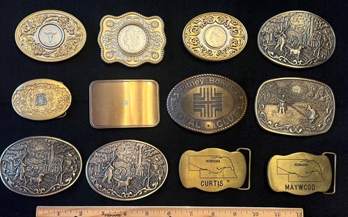 Lot: 12 Vintage Metal Belt Buckles (OC Tanner & others) 1.1+ kg, For ...