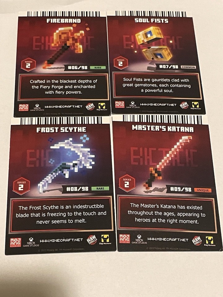 Minecraft Dungeons Arcade Cards Lot Of 4 - #6-9 Rare Holo Foil Firebrand | eBay