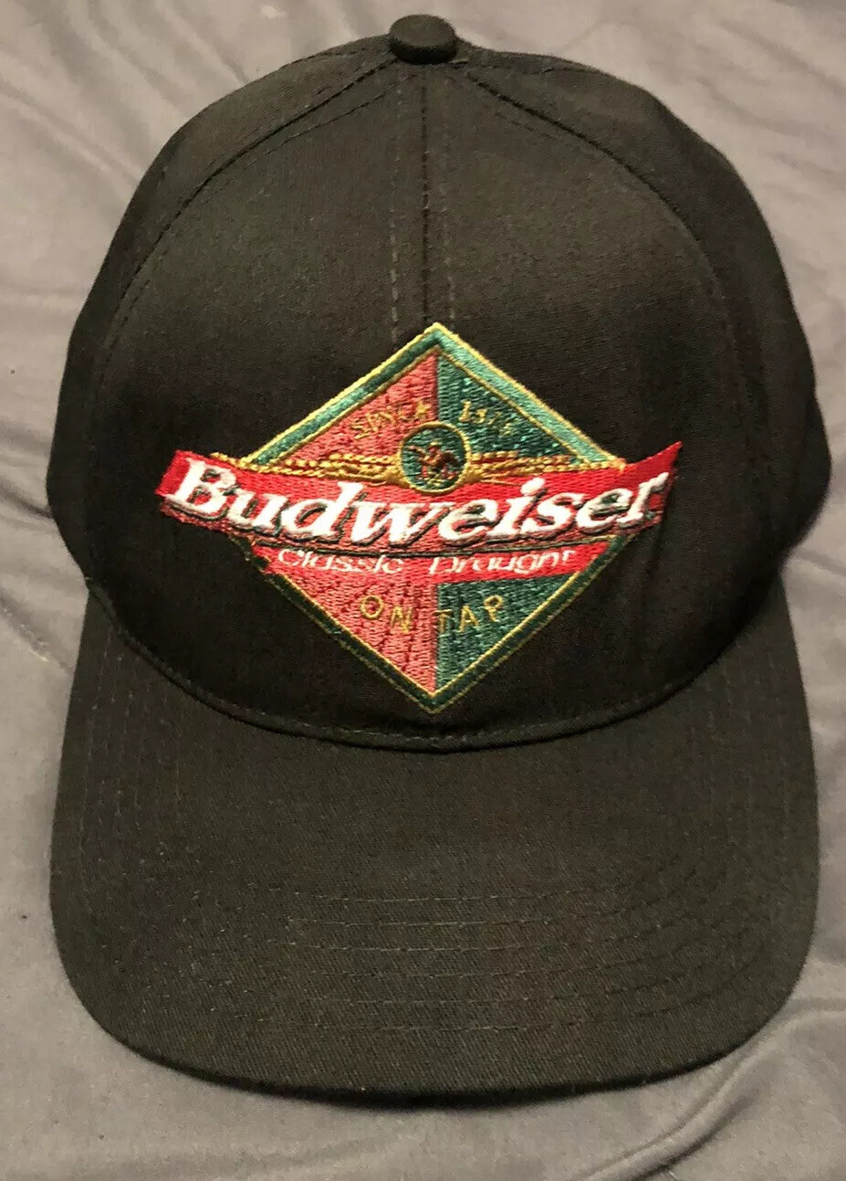 BUDWEISER CLASSIC DRAUGHT CAP - Vtg 90s Black - Gem