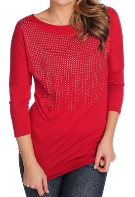 NEW Glitterscape® Knit Dolman Sleeve Ruched Side Seam Stud Detailed Top ...