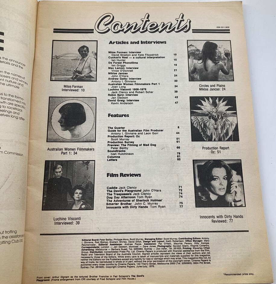 VTG Cinema Papers Magazine June-July 1976 Arthur Dignam Cover No Label ...