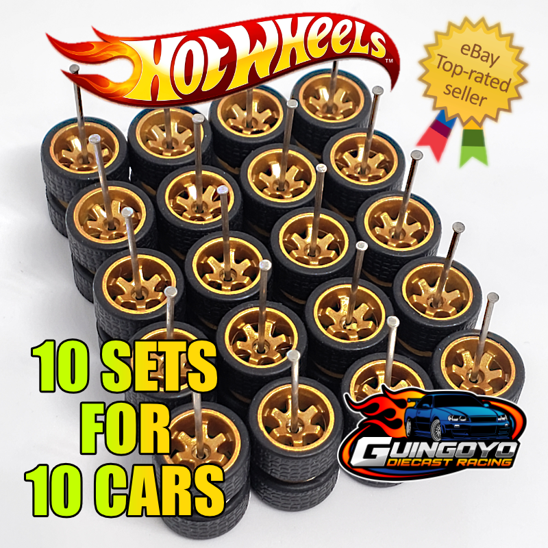 Hot Wheels 10 MIXED/RANDOM Real Riders Wheels Rims Tires Set Lot for 1/ ...