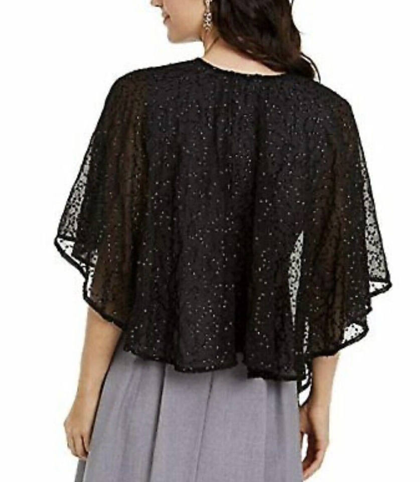 Cejon Womens Draped Shawl Black Squiggle Sequins Evening Wear One Size ...