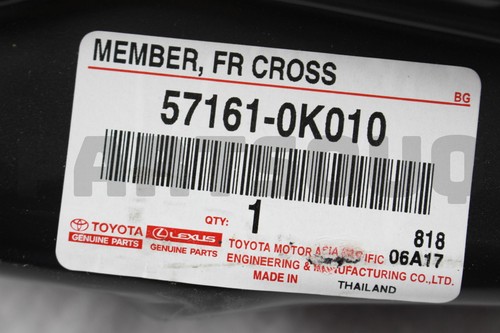 571610K010 Genuine Toyota MEMBER SUB-ASSY, FRONT CROSS 57161-0K010 | eBay