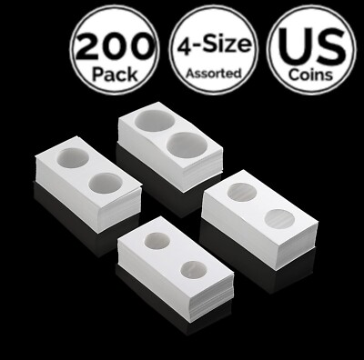 200 Pack 4 Size Assorted 2 IN Cardboard Coin Flip 4 US Cent Dime ...