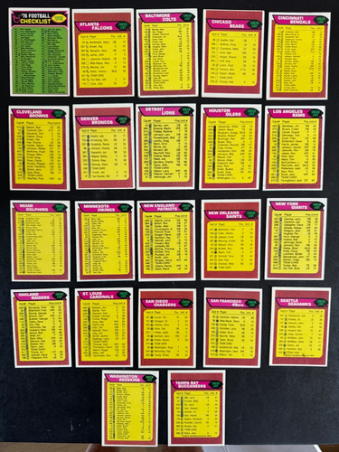 1976 Topps Football Team Checklist Lot of 21 Different Plus Checklist ...